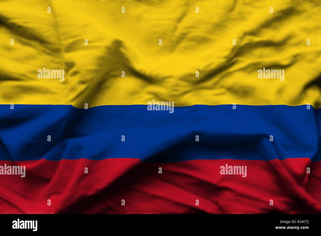 Colombia 3D wrinkled flag illustration. Usable for background and ...