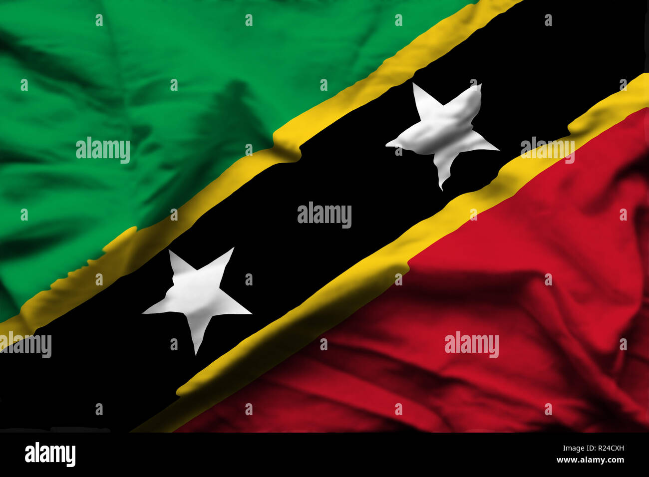 St. kitts and nevis 3D wrinkled flag illustration. Usable for ...