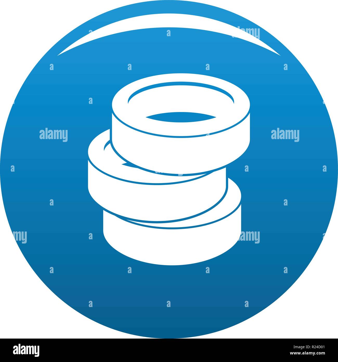 Stack of tire icon vector blue circle isolated on white background ...