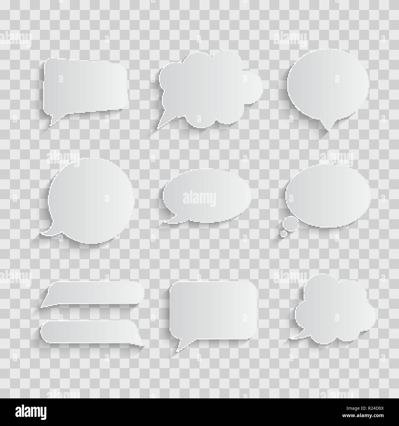 White blank retro speech bubbles set on transparent background. Vector ...