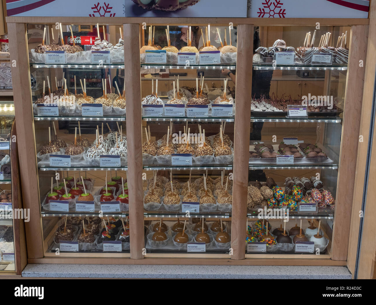 window display of candy apples and other confectioneries Stock Photo ...