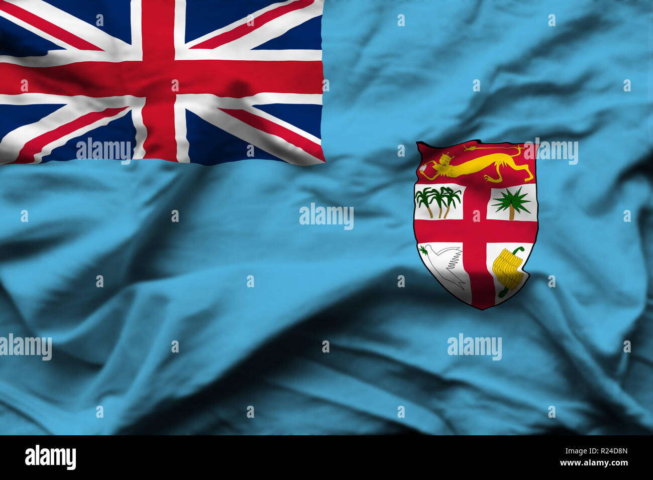 Fiji 3D wrinkled flag illustration. Usable for background and texture ...