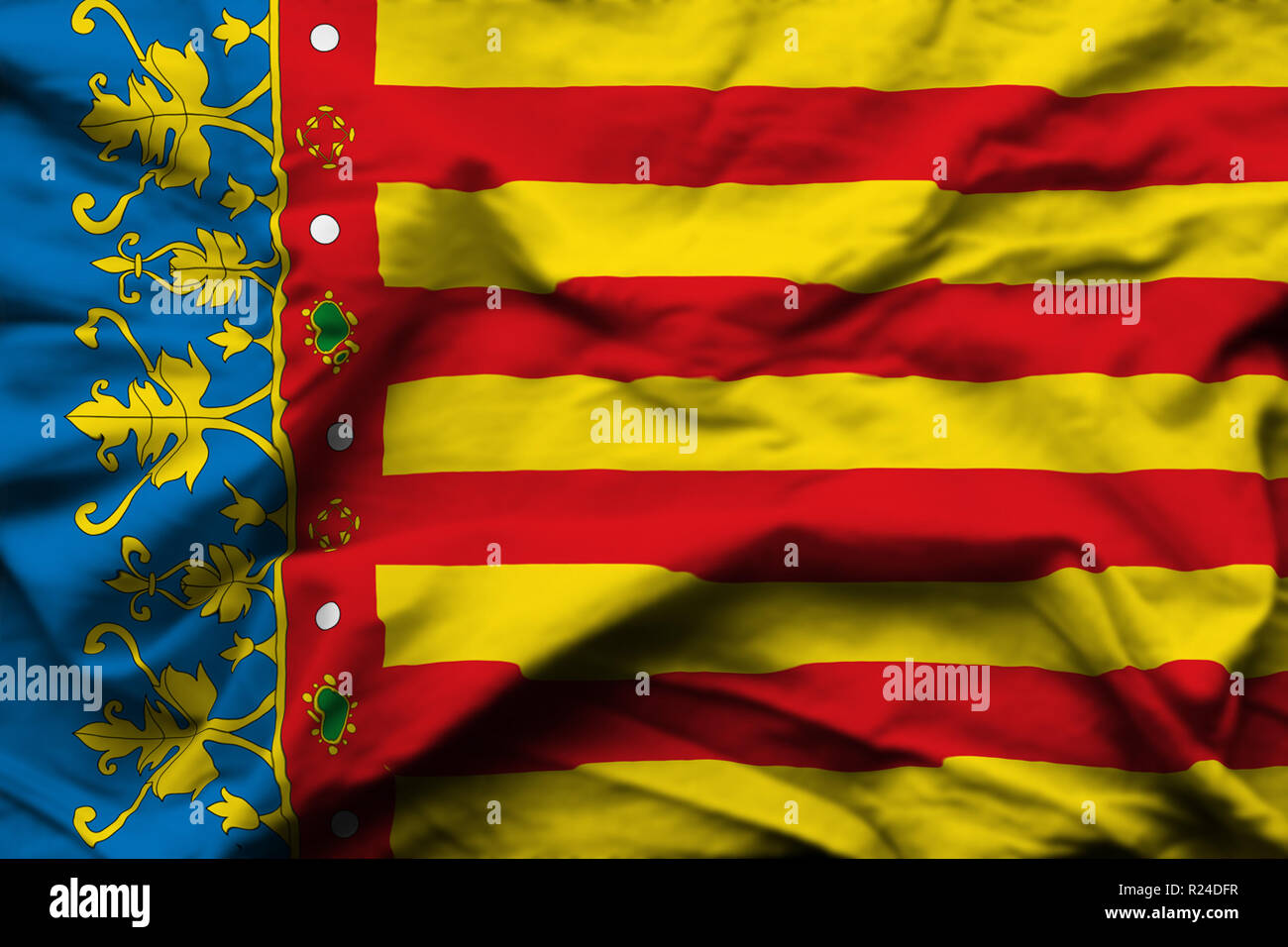 Valencia 3D wrinkled flag illustration. Usable for background and ...