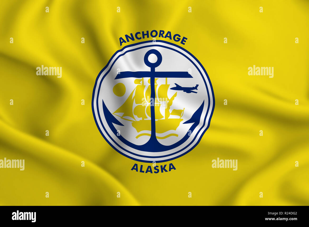 Anchorage Alaska 3D waving flag illustration. Texture can be used as ...