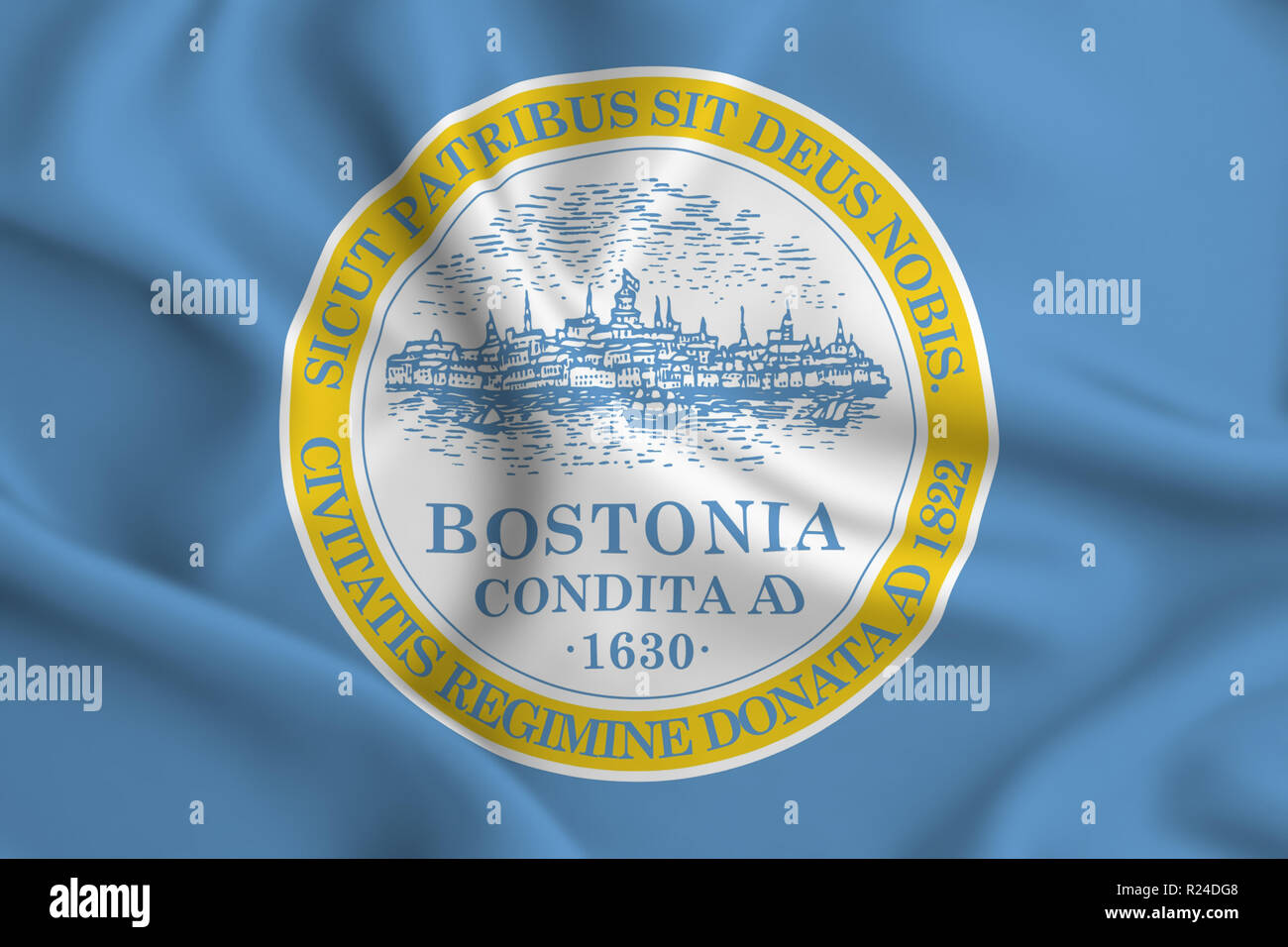 Boston 3D waving flag illustration. Texture can be used as background ...