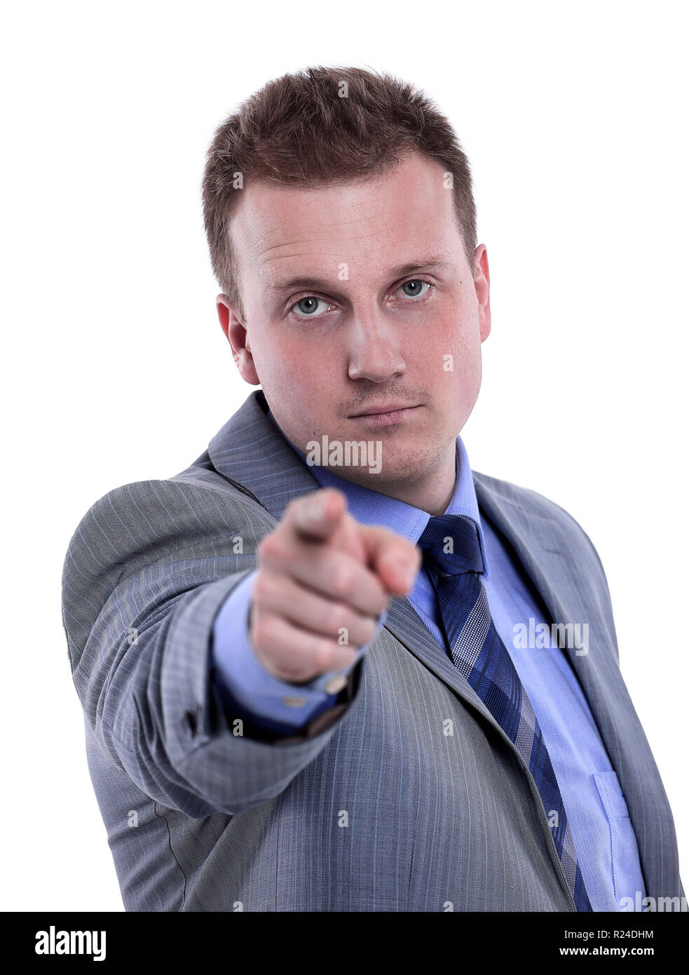 purposeful businessman pointing forward Stock Photo - Alamy