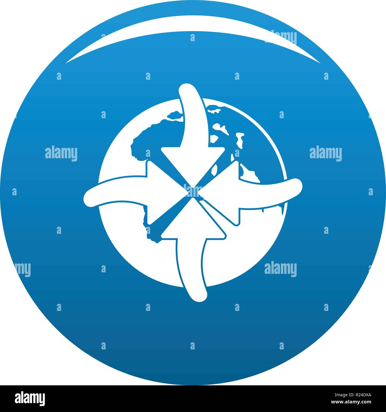 Arrow of world icon vector blue circle isolated on white background ...