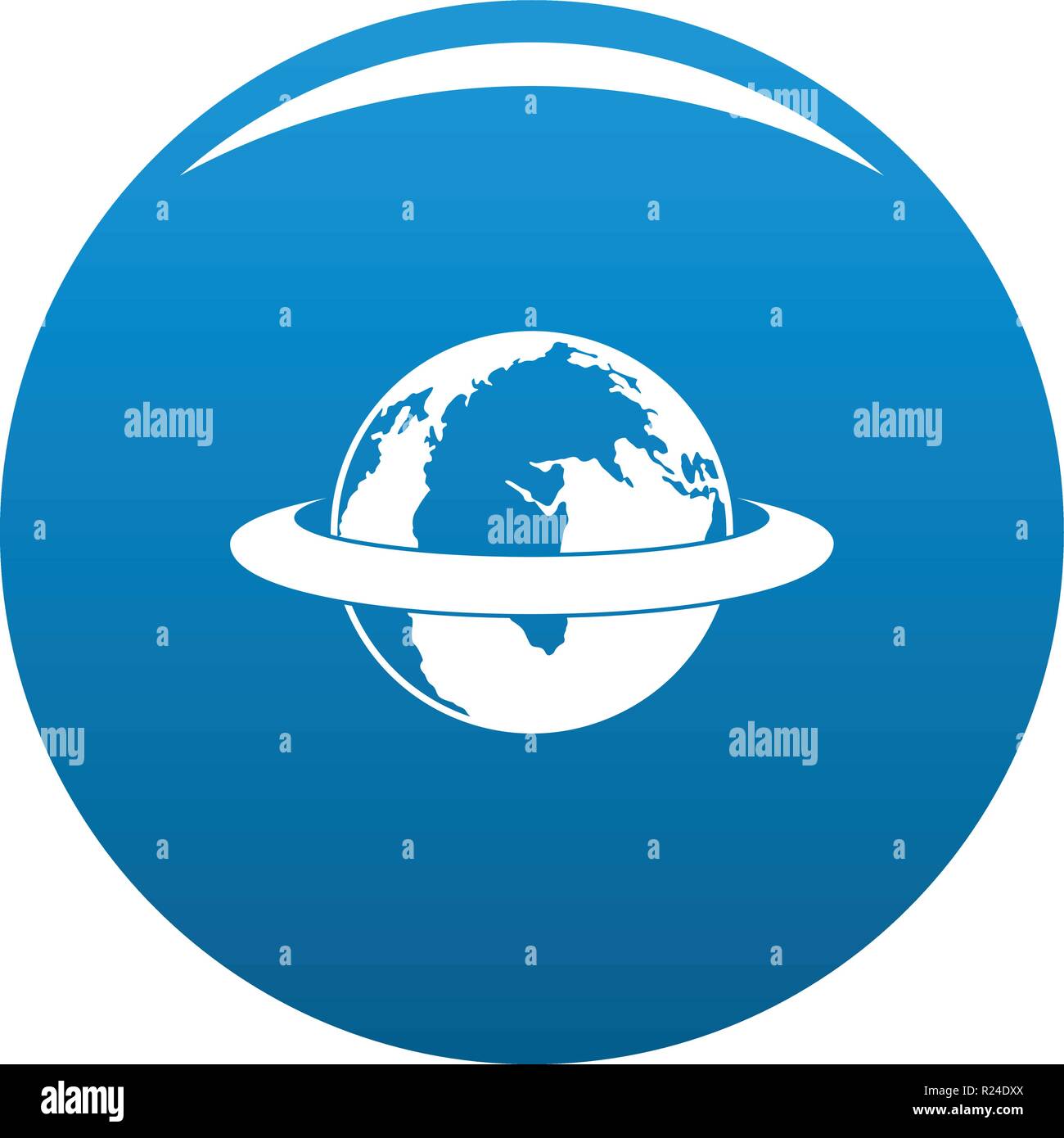Around the earth icon vector blue circle isolated on white background ...