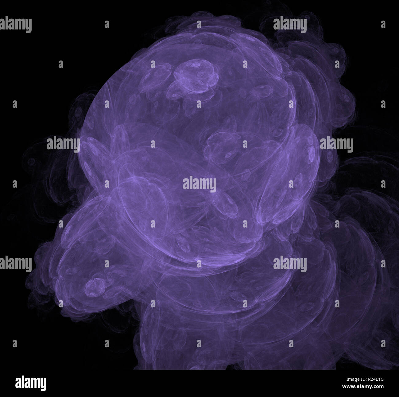 Violet cloud fractal on black background. Fantasy fractal texture ...