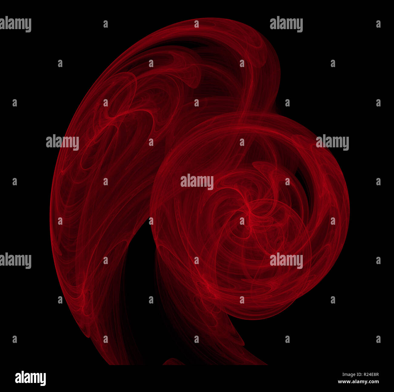 Red sphere pattern on black background. Fantasy fractal texture ...