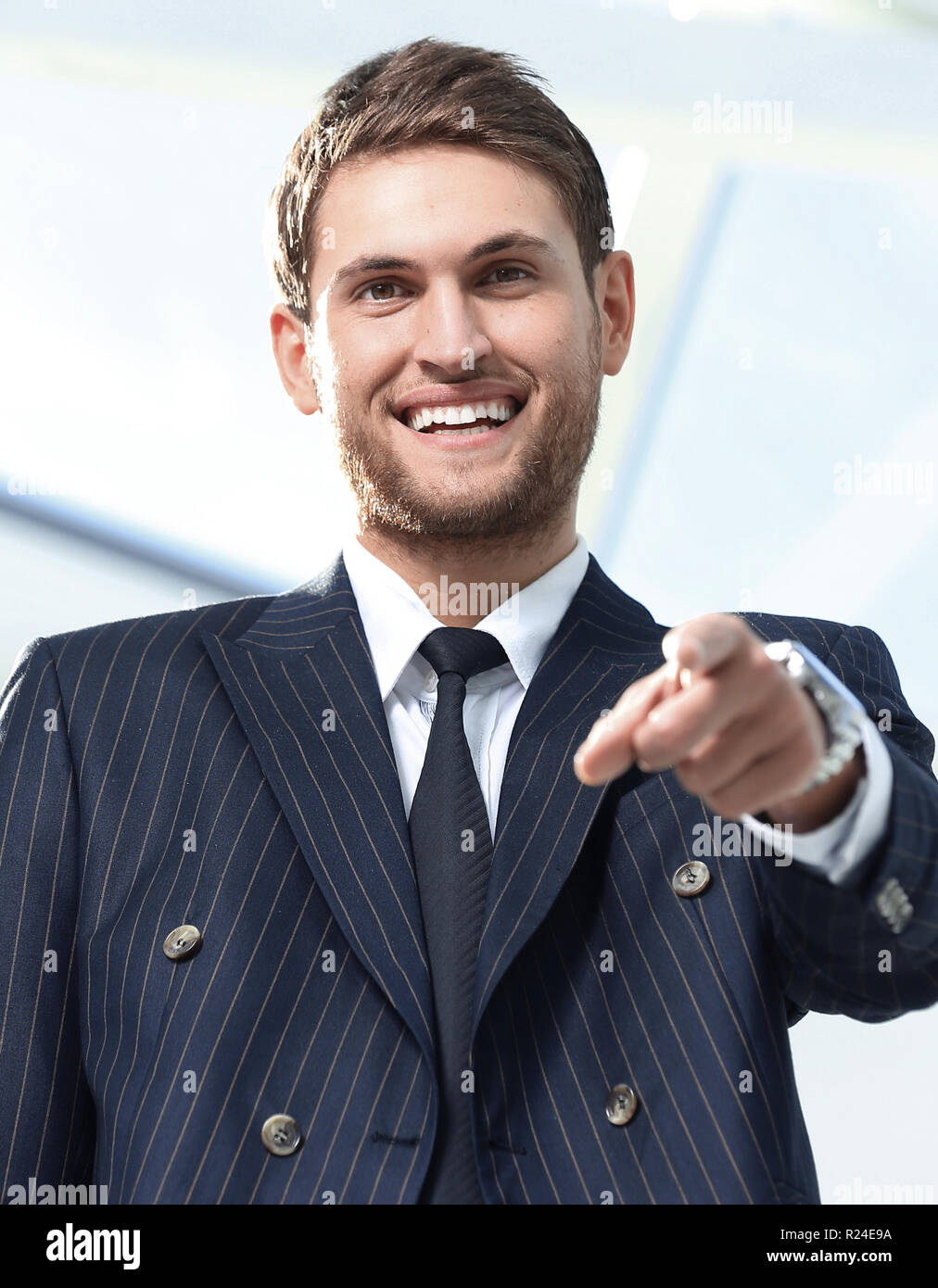 closeup.successful businessman pointing his finger forward Stock Photo ...