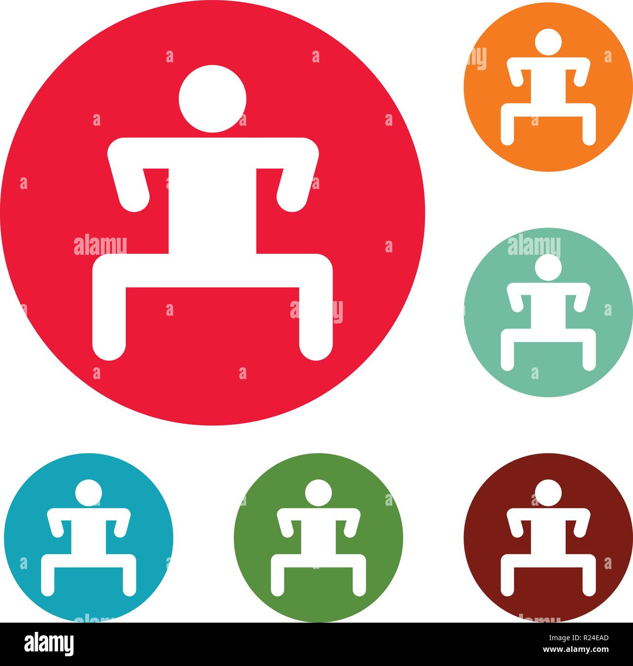 Stick figure stickman icons circle set vector isolated on white ...