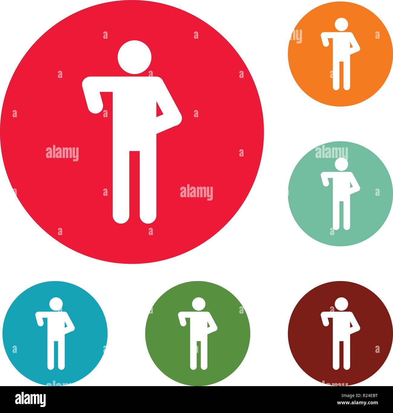 Stick figure stickman icons circle set vector isolated on white ...