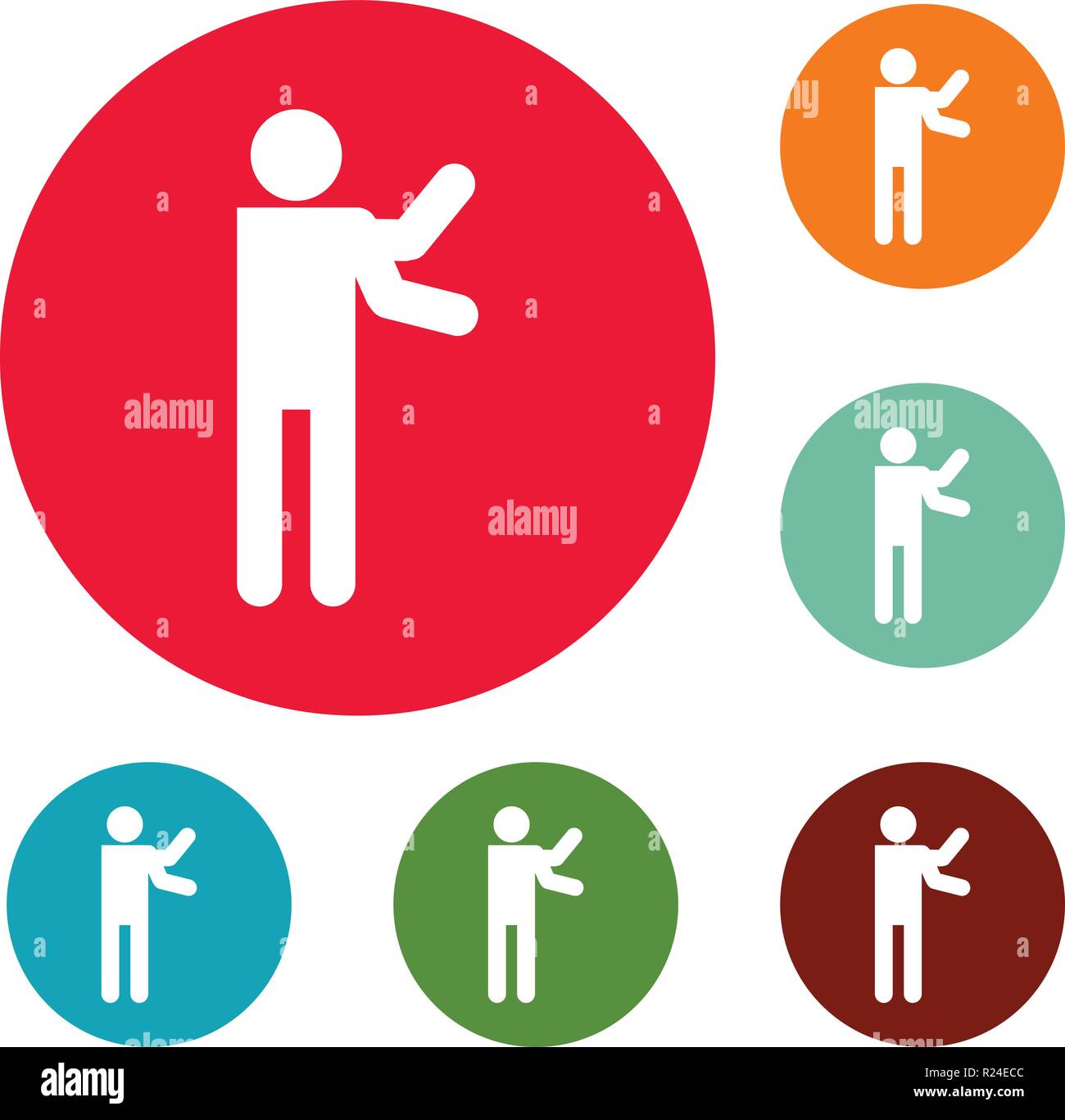 Stick figure stickman icons circle set vector isolated on white ...