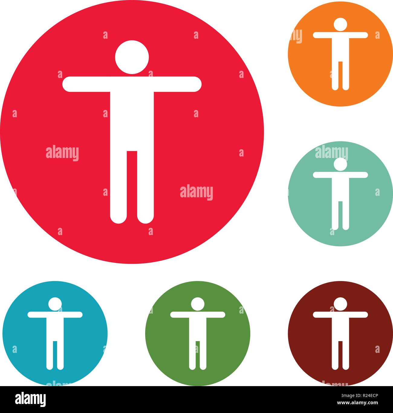 Stick figure stickman icons circle set vector isolated on white ...