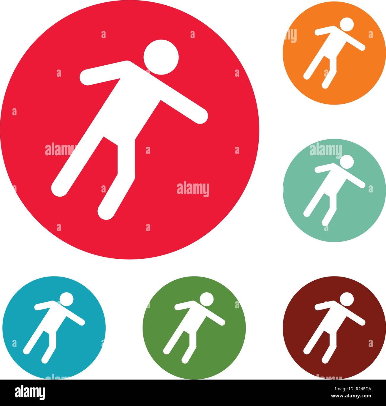 Stick figure stickman icons circle set vector isolated on white ...