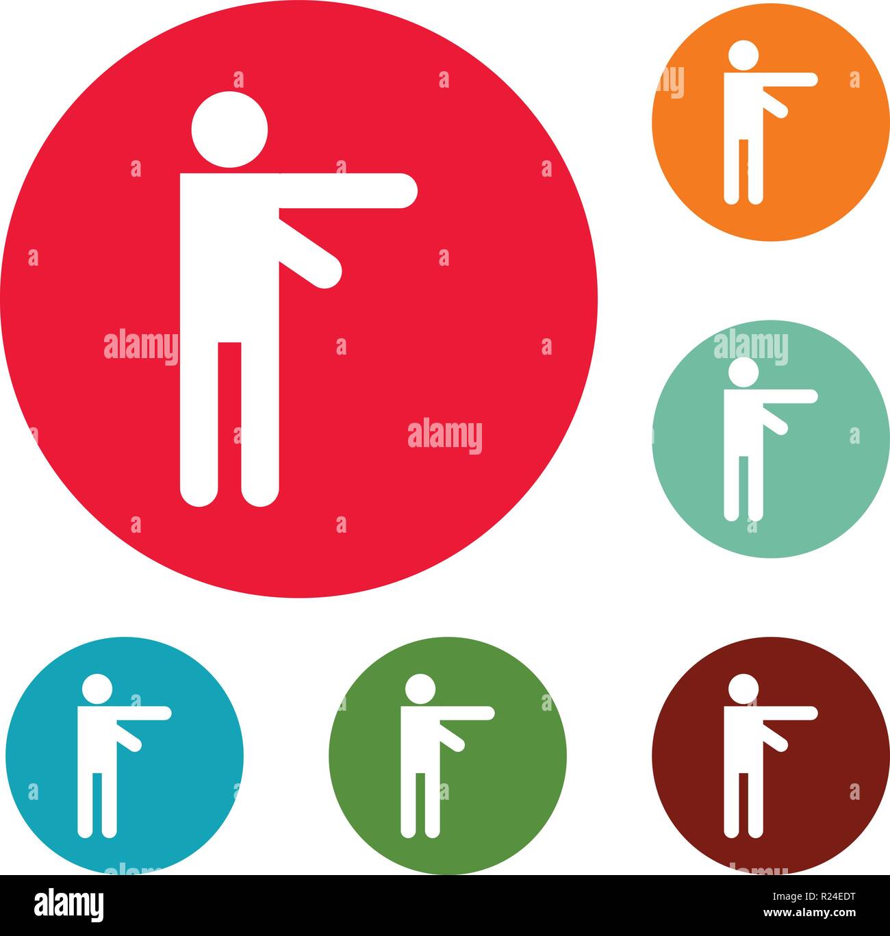 Stick figure stickman icons circle set vector isolated on white ...