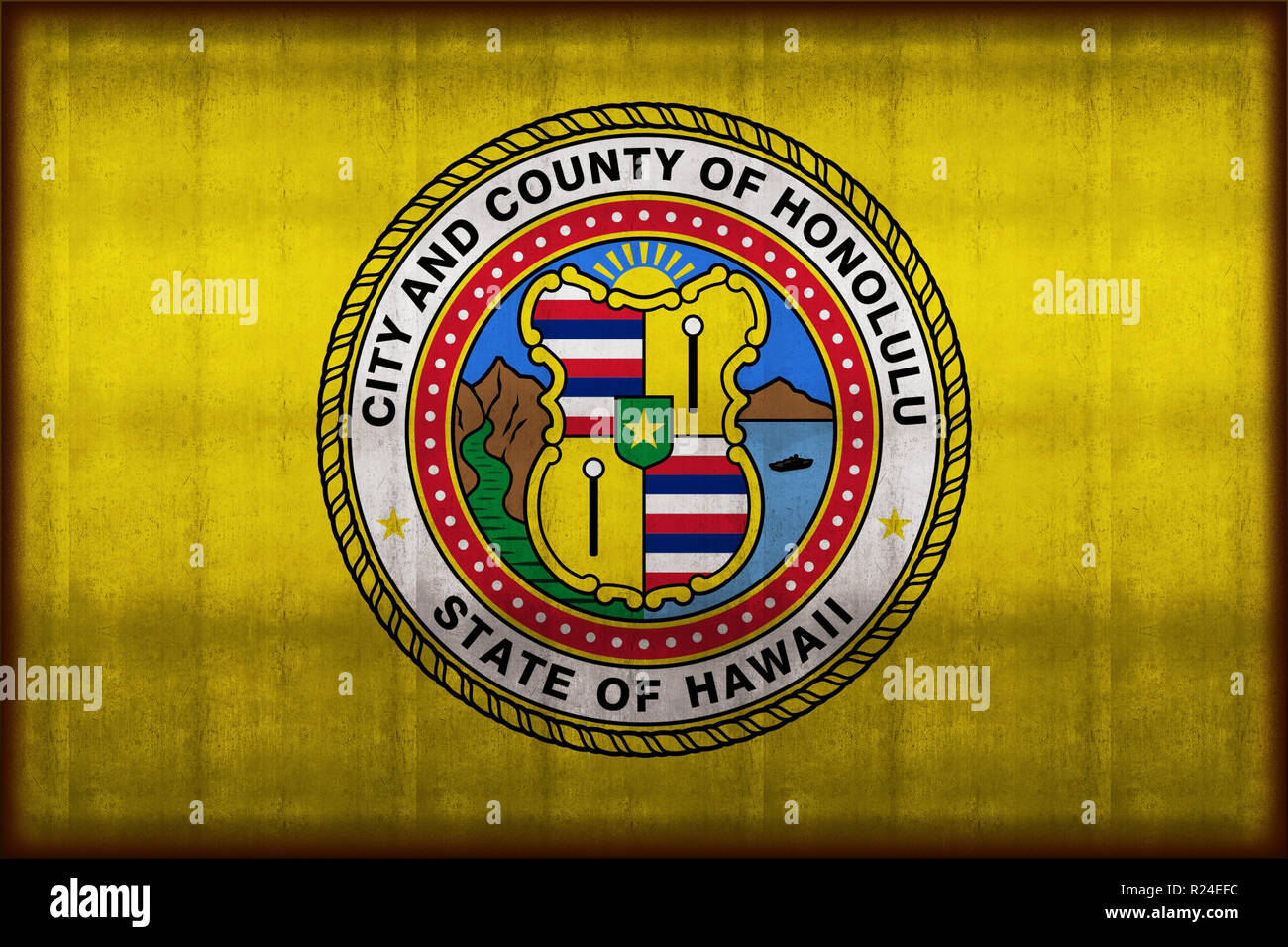 Honolulu Hawaii rusty flag illustration. Usable for background and ...