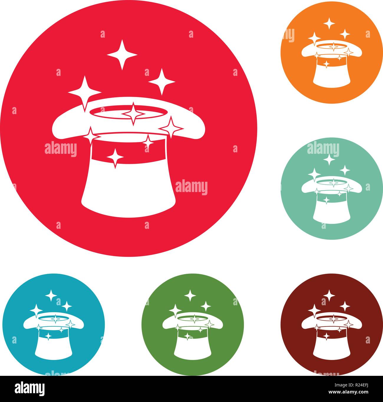 Hat with a star icons circle set vector isolated on white background ...