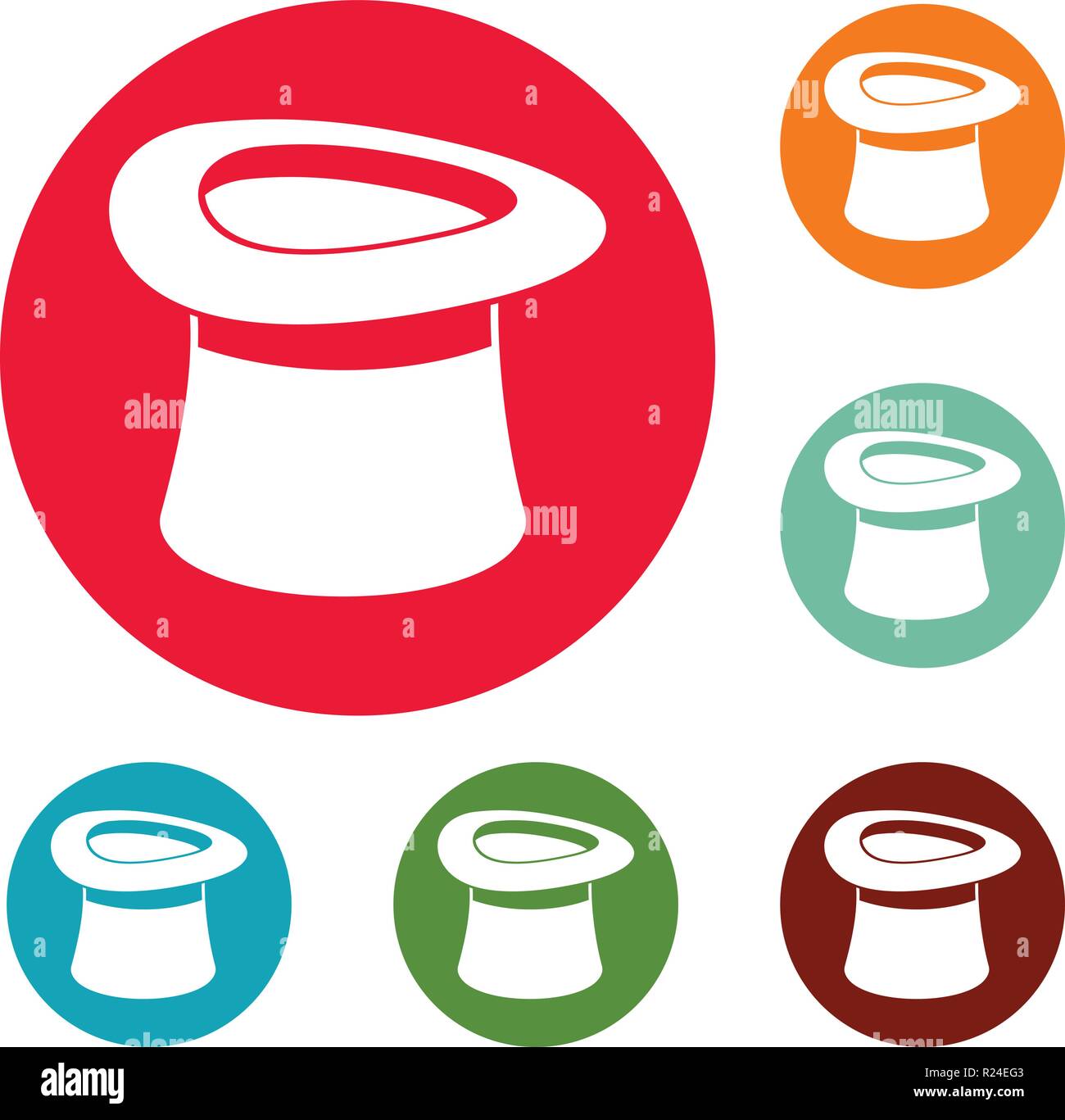 Inverted hat icons circle set vector isolated on white background Stock ...