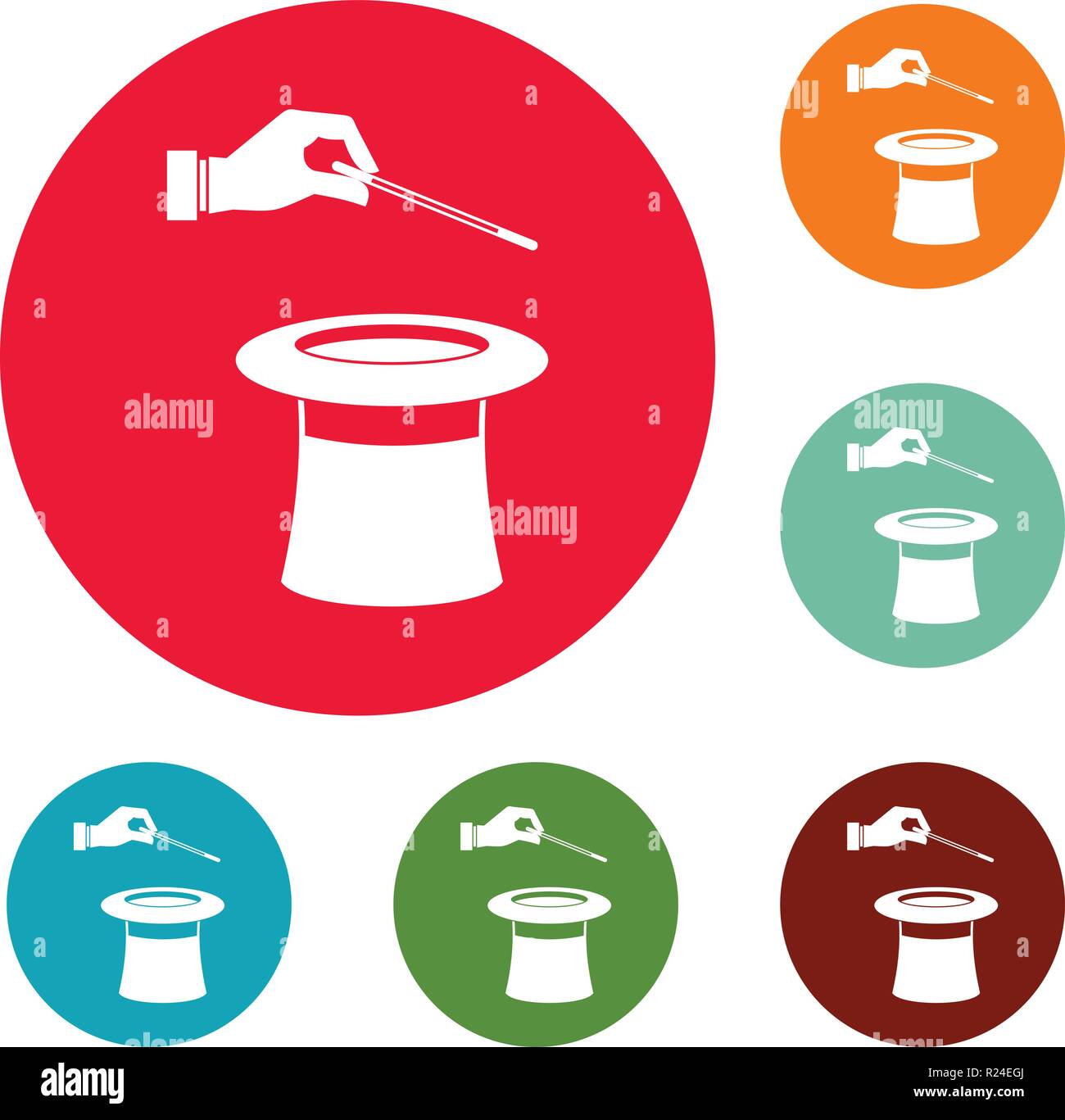 Hat with hand icons circle set vector isolated on white background ...