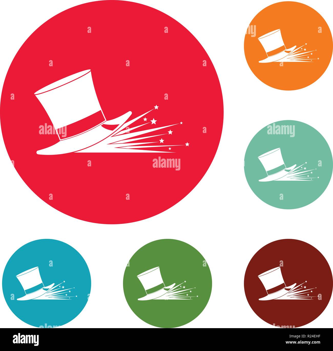 Magic hat icons circle set vector isolated on white background Stock ...