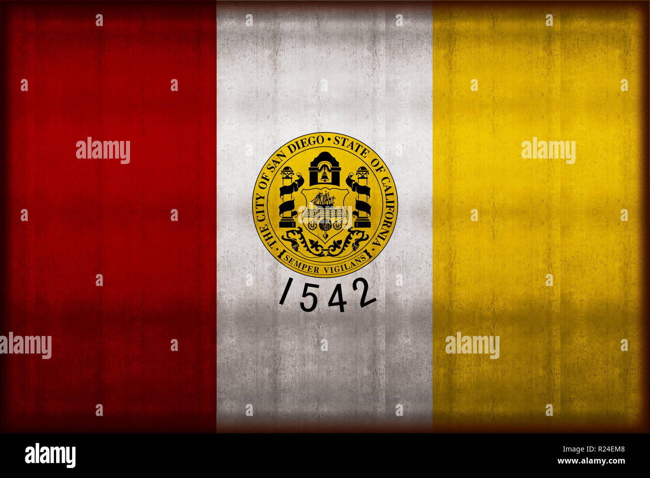 San Diego California rusty flag illustration. Usable for background and ...