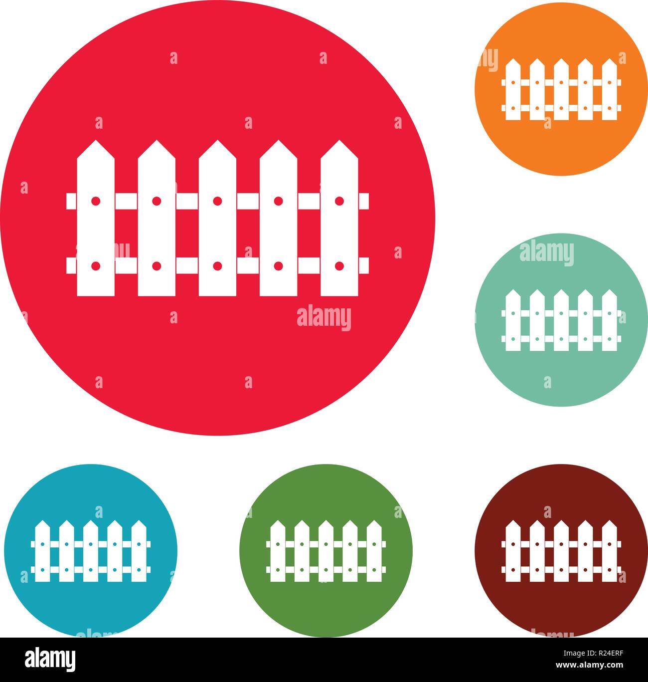 Rare fence icons circle set vector isolated on white background Stock ...