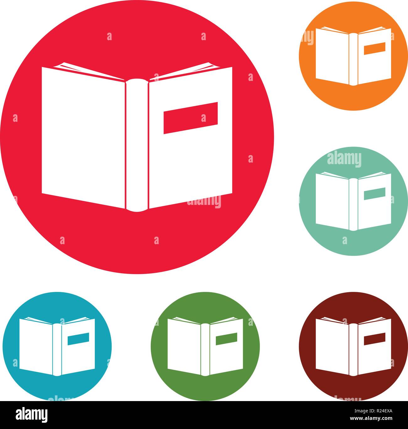 Book inverted icons circle set vector isolated on white background ...