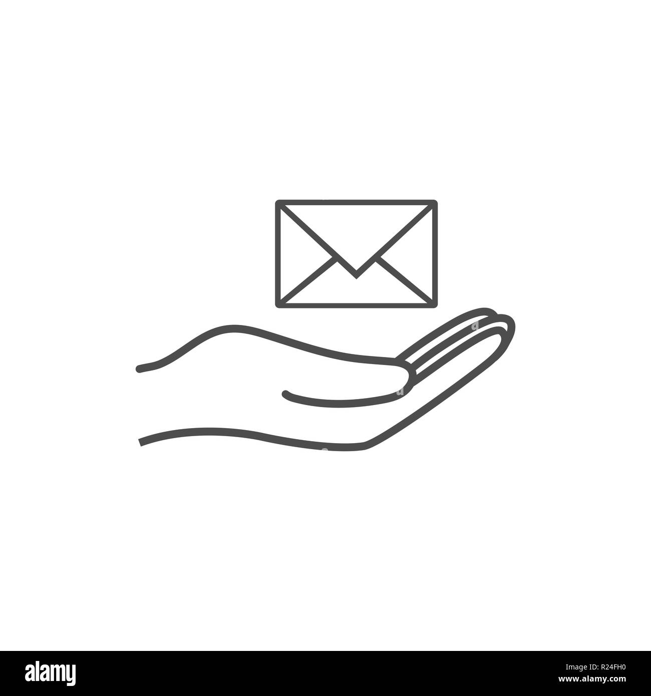 Open hand icon with message icon. Vector illustration. Flat Stock ...