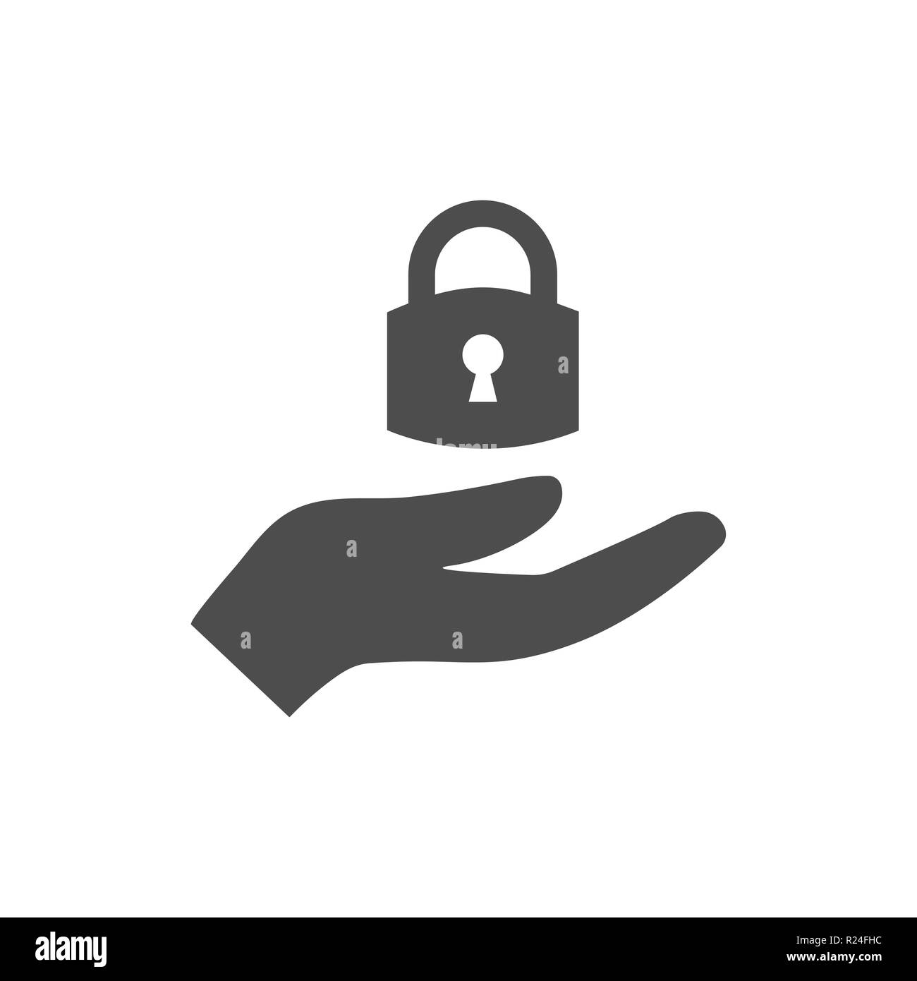 Open hand and lock icon. Vector illustration. Flat Stock Vector Image ...