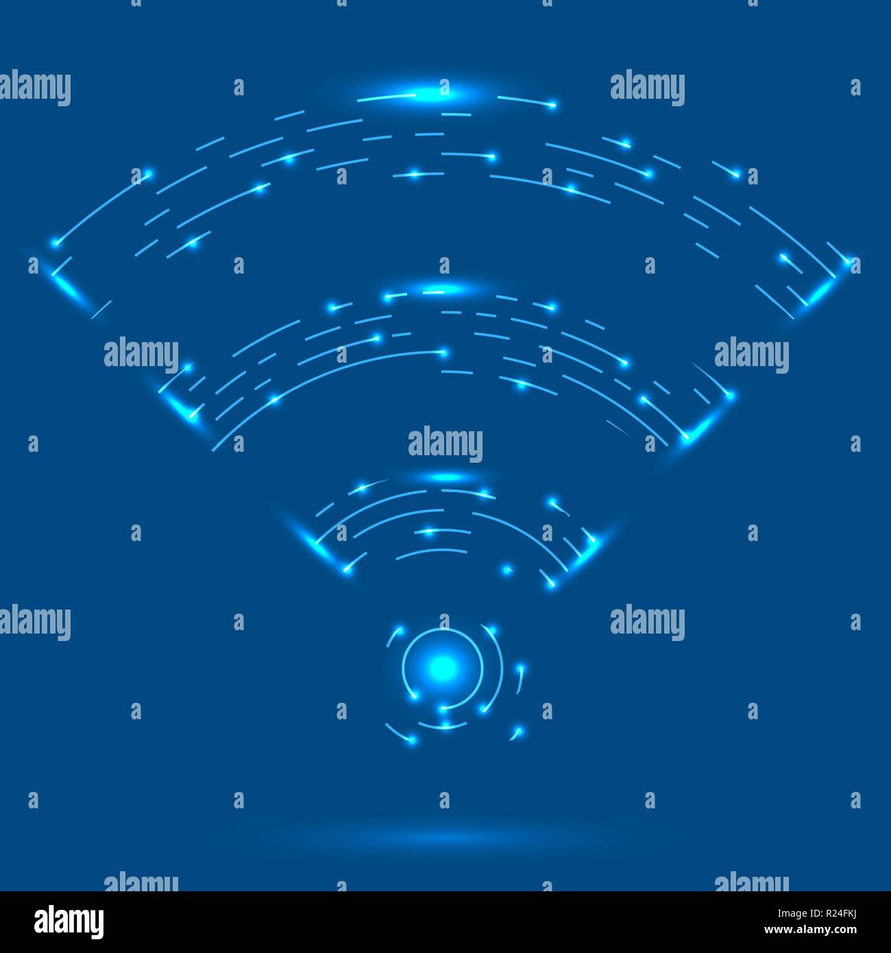 GPRS Logo. Radio Wave Icon. Wireless Network Symbol on Blue Background ...
