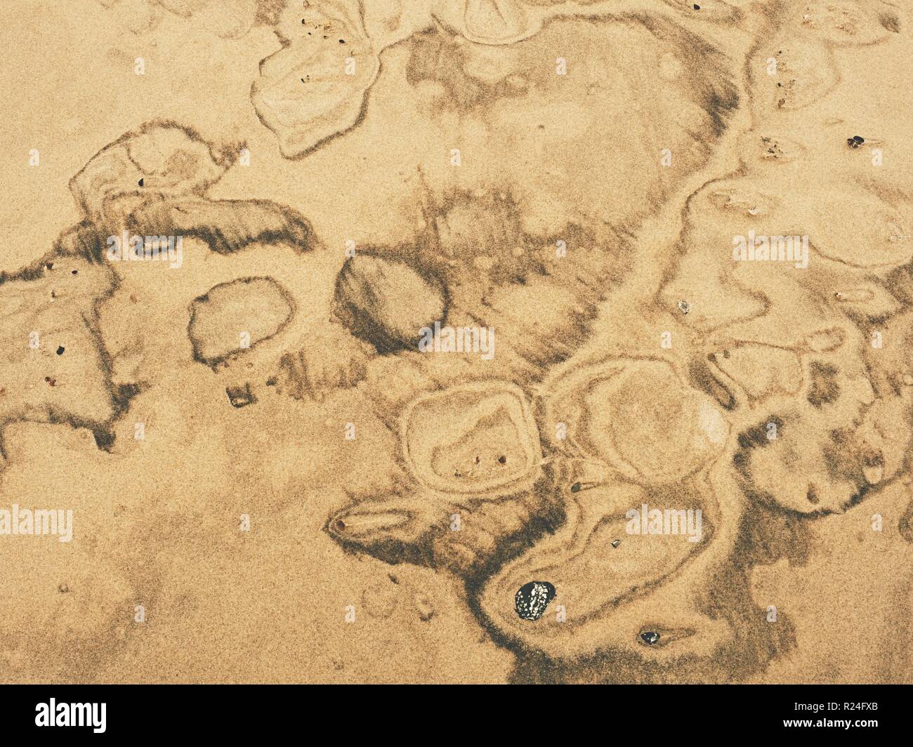 Desert sand pattern with beautiful shapes from crushed shells and ...