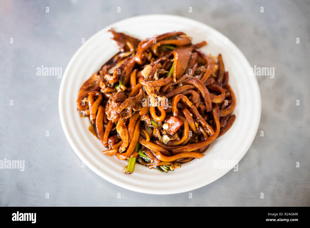 Fresh prepared malaysian dark soy sauce fried noodles Dai Lok Mee ...