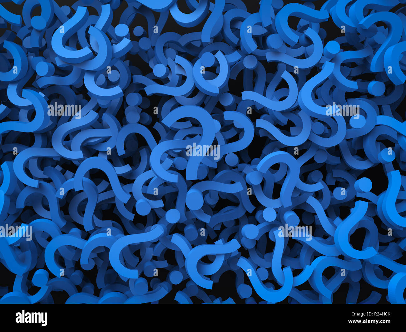 3d rendering plenty question marks or blue question marks background ...