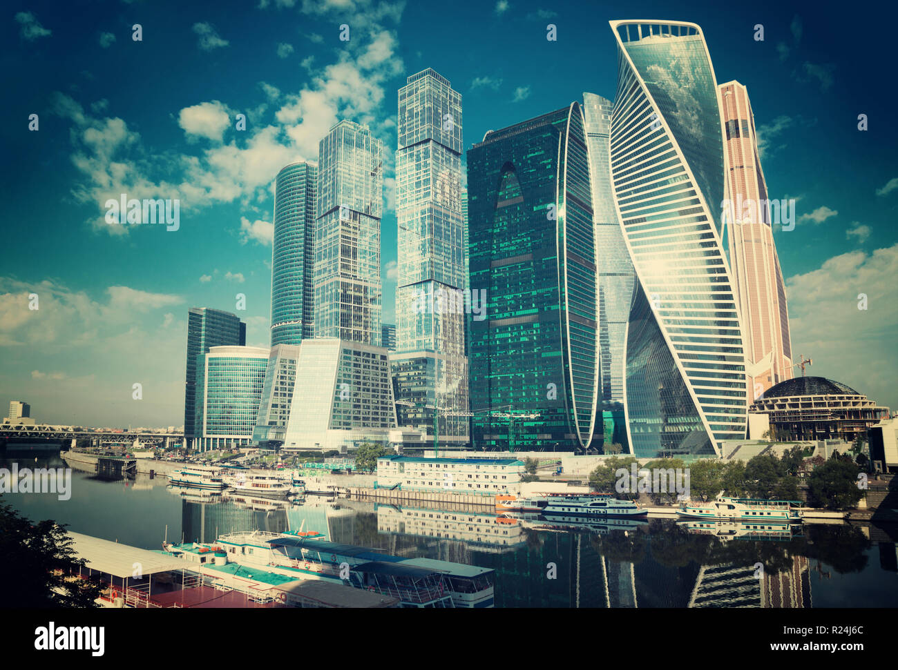 business complex of moscow city with modern futuristic architecture ...