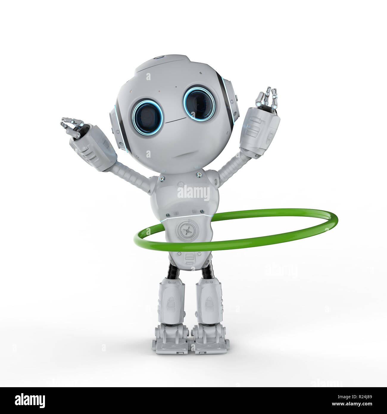 3d rendering robot play hula hoop on white background Stock Photo - Alamy