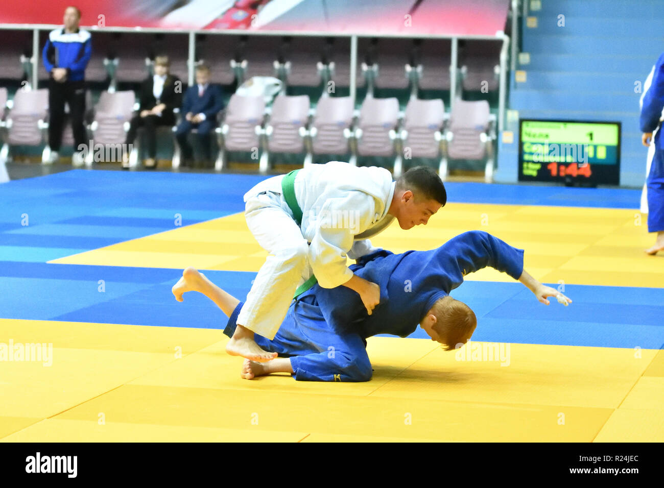 Orenburg, Russia - 21 October 2016: Boys compete in Judo at the all ...