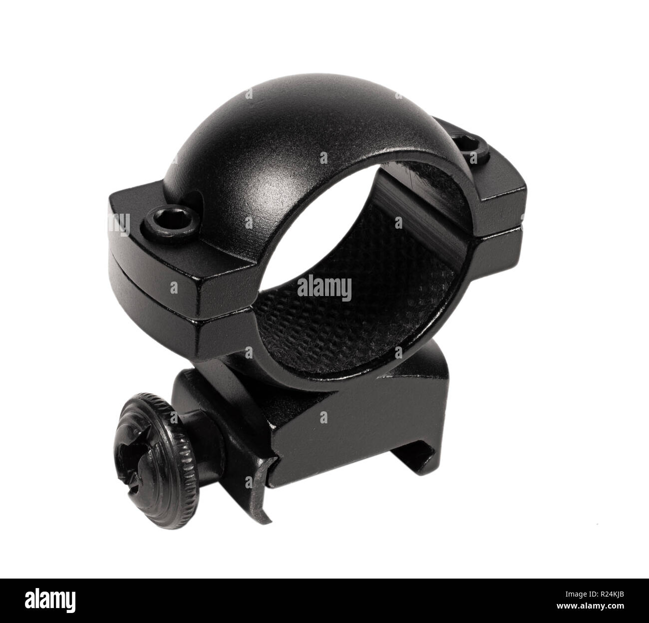 Angled view of a sniper scope ring on a white background Stock Photo ...