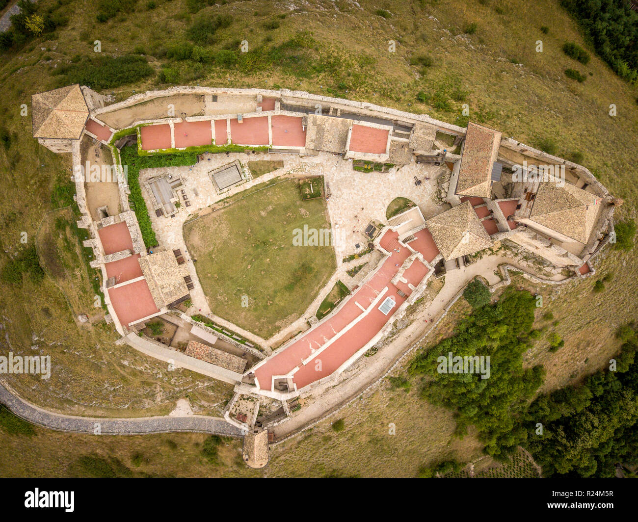 Aerial panorama of famous medieval castle ruin in Sumeg Hungary near ...