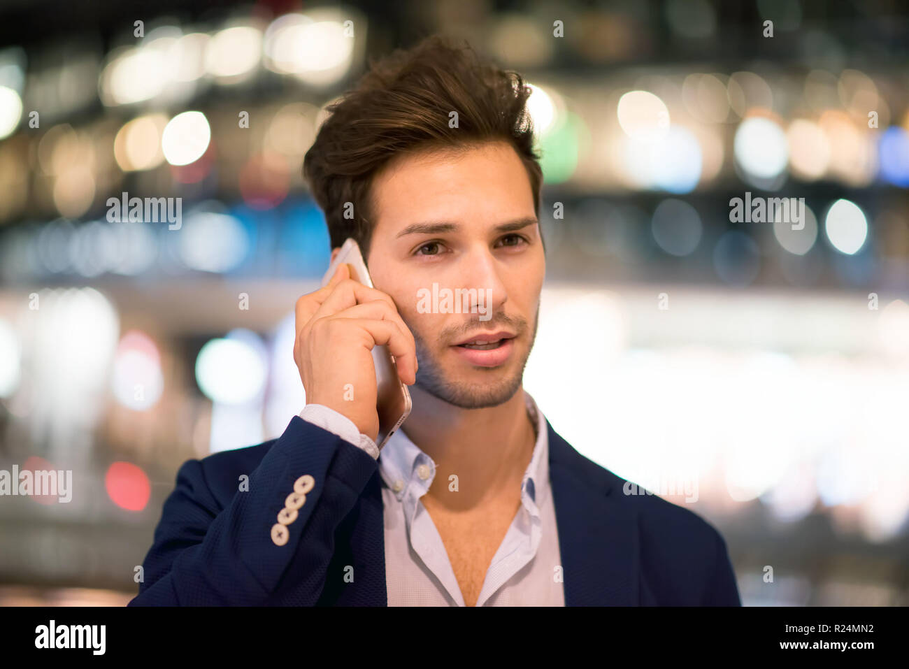 Man talking on phone evening hi-res stock photography and images - Alamy