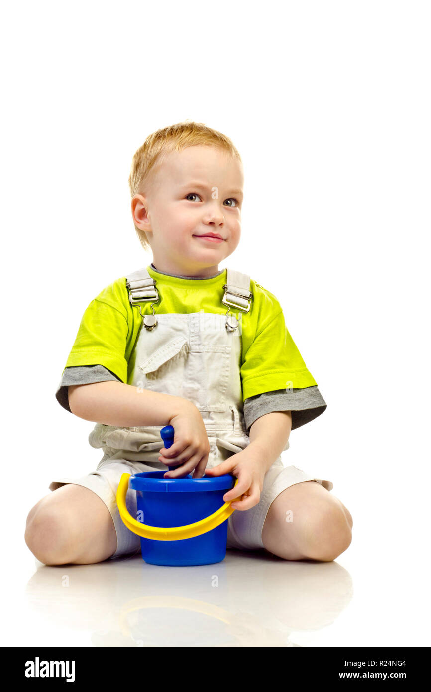playing boy isolated on a white background Stock Photo - Alamy