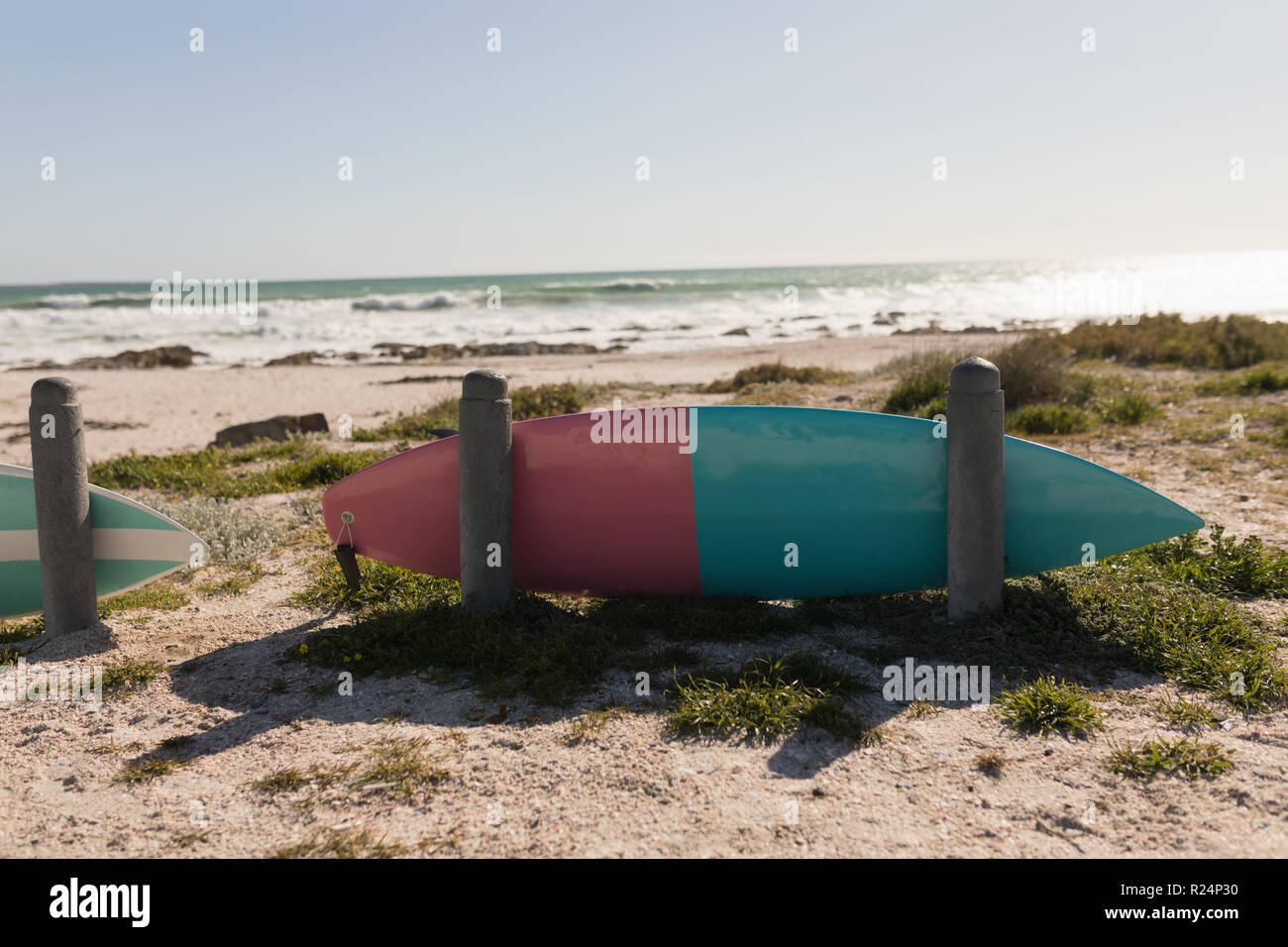 Surfboard on the beach Stock Photo - Alamy