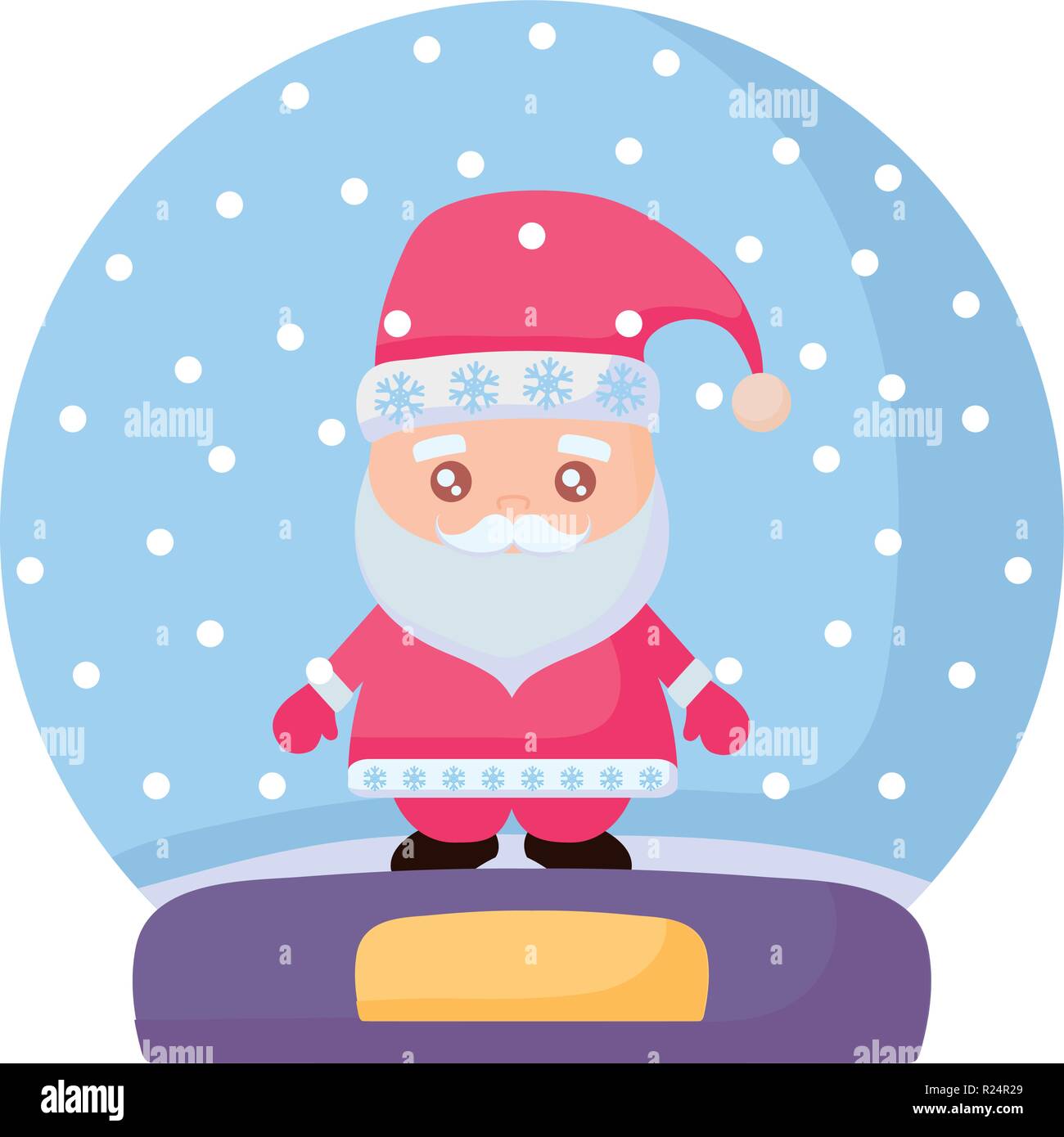 snowball with Cartoon santa claus over white background, vector ...