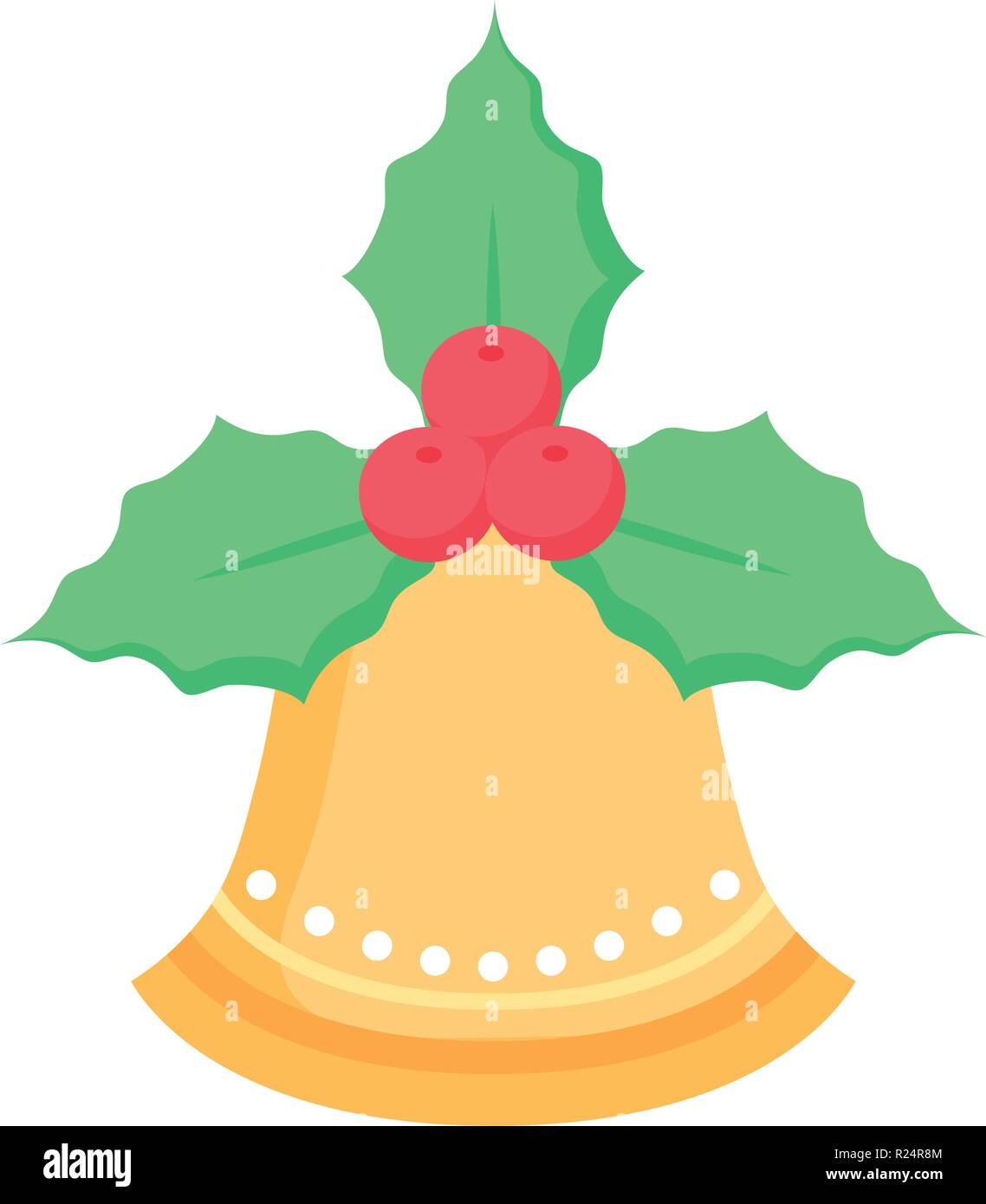 bell and mistletoe over white background, vector illustration Stock ...