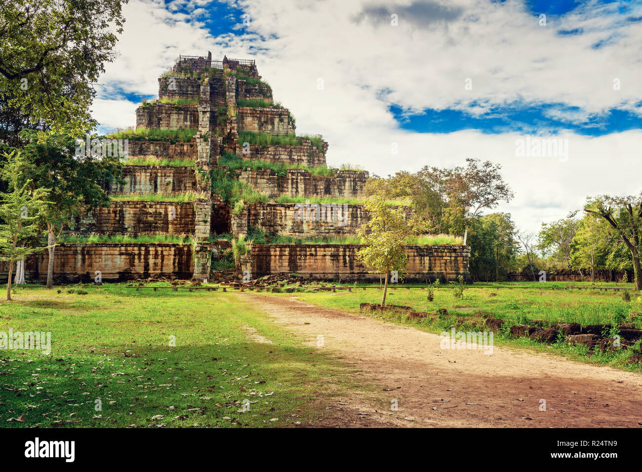 Mysterious ancient pyramid Koh Ker lost in tropical jungle Cambodia ...