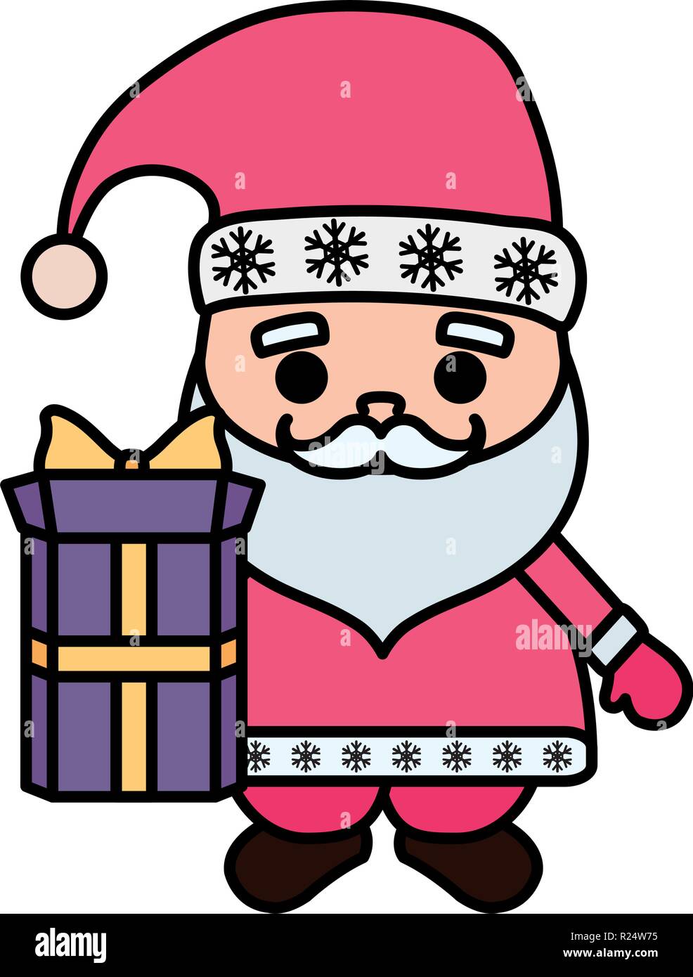 cartoon santa claus with gift box over white background, vector ...