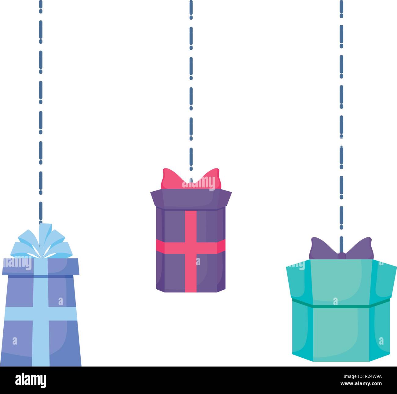 gift boxes hanguin over white background, vector illustration Stock ...