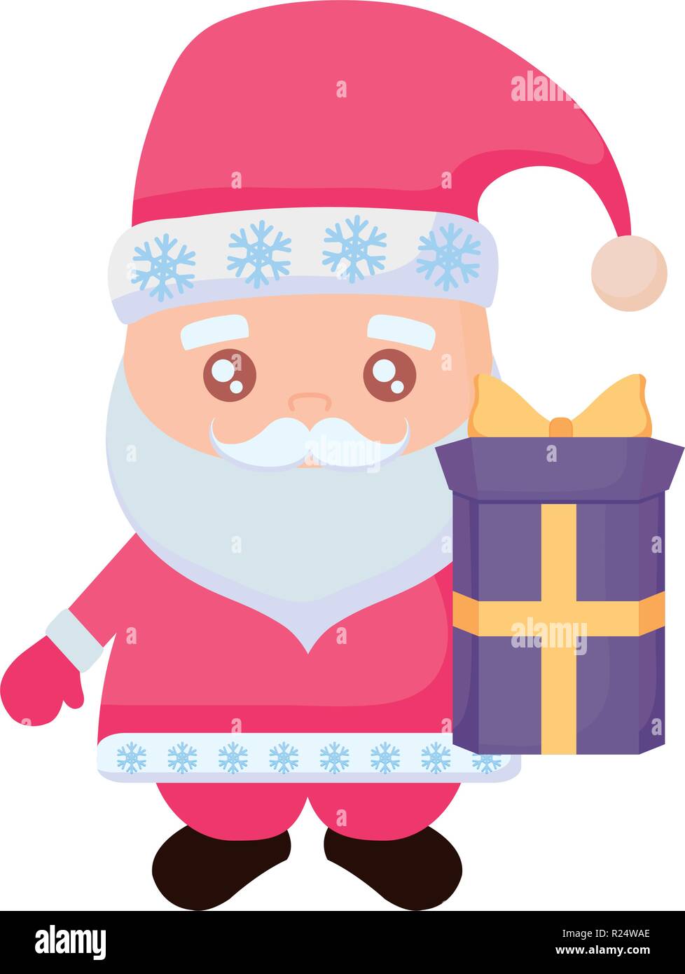 cartoon santa claus with gift box over white background, vector ...