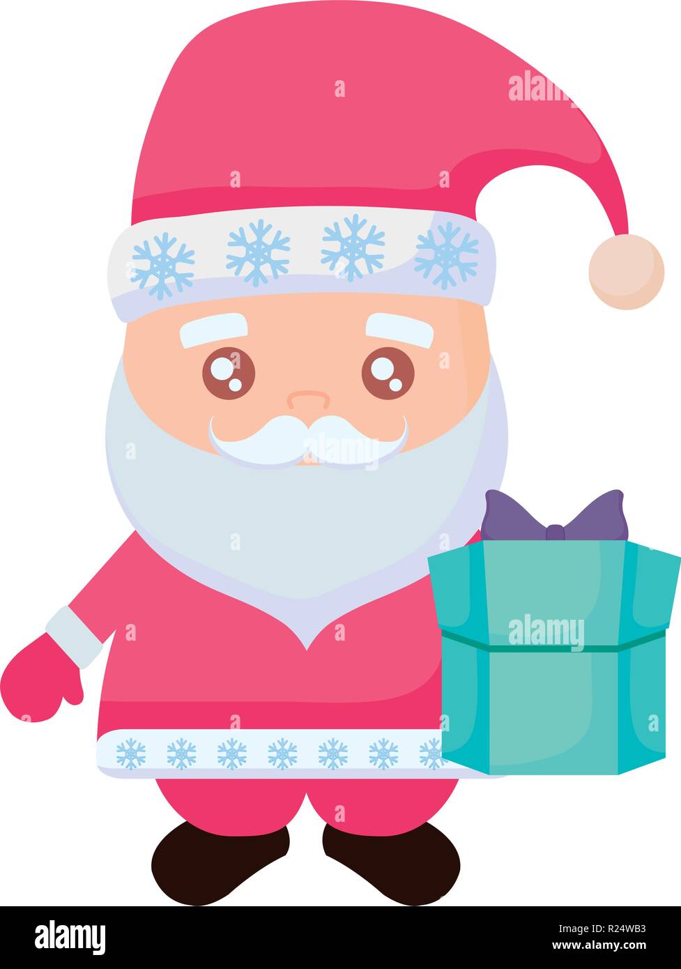 cartoon santa claus with gift box over white background, vector ...